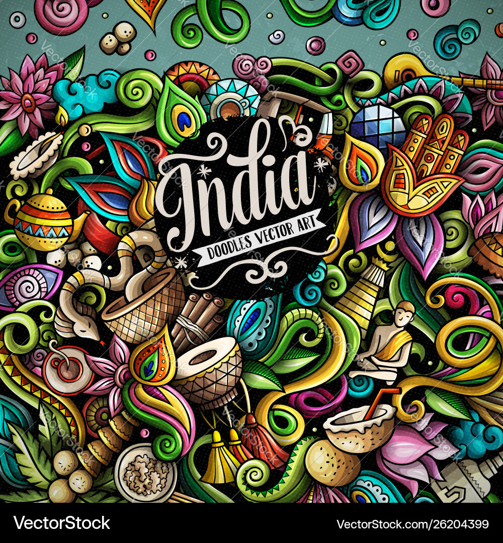 India hand drawn doodles Royalty Free Vector Image