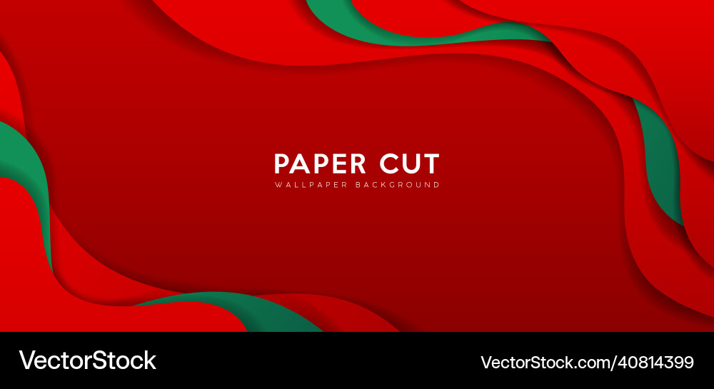 Paper cut abstract red and green design background