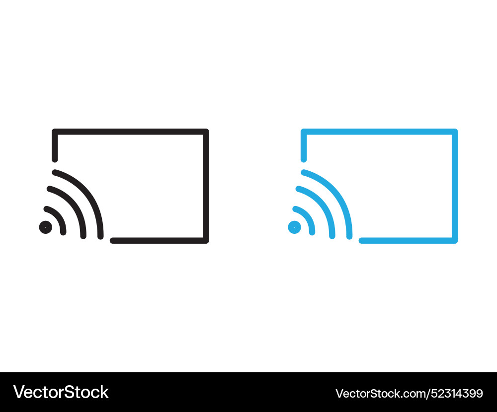 Screen cast icon black and white outline sign Vector Image