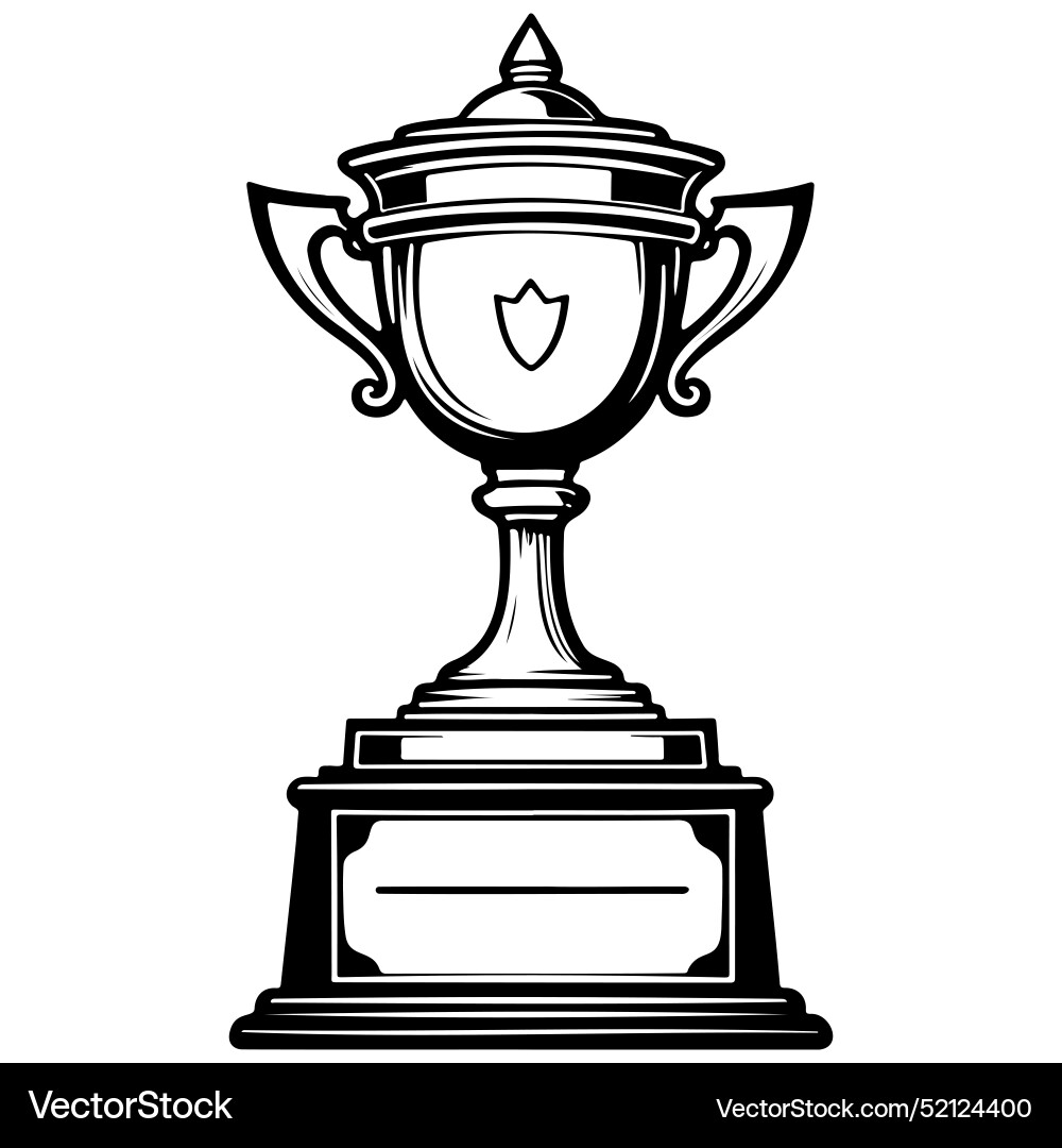 Black cartoon trophy engrave hand drawn line Vector Image