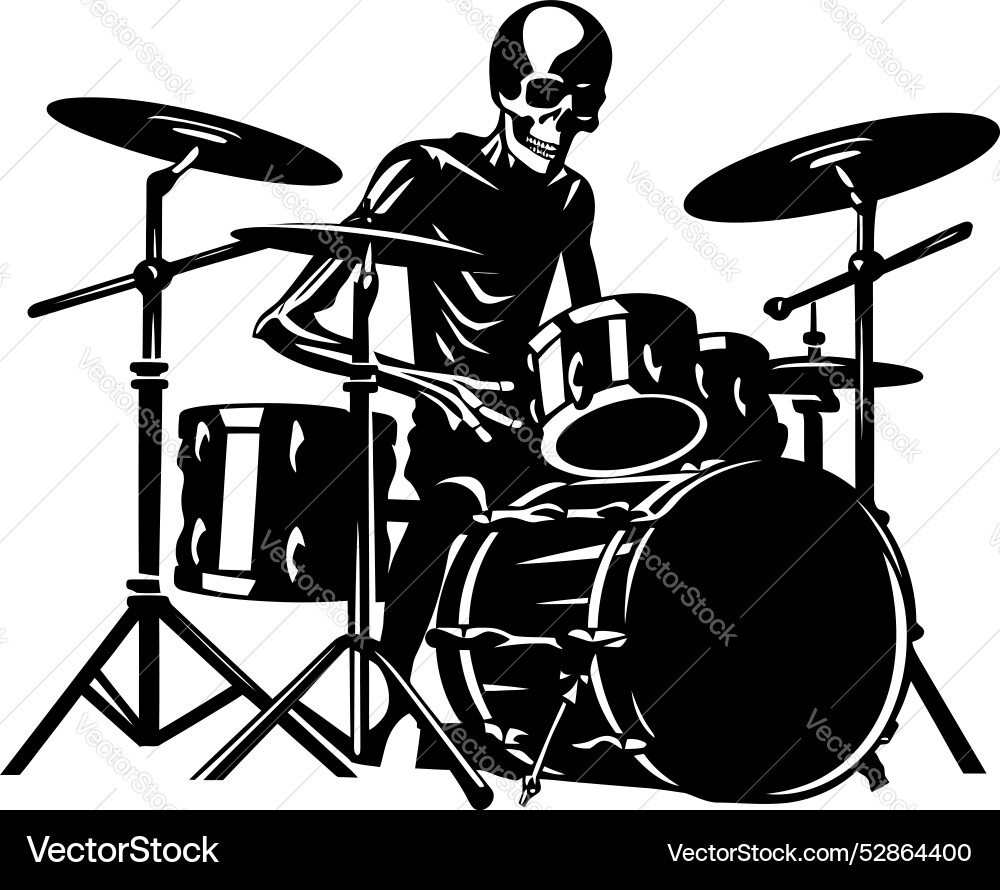 Deathly drums drummer emblem skeletal serenade Vector Image