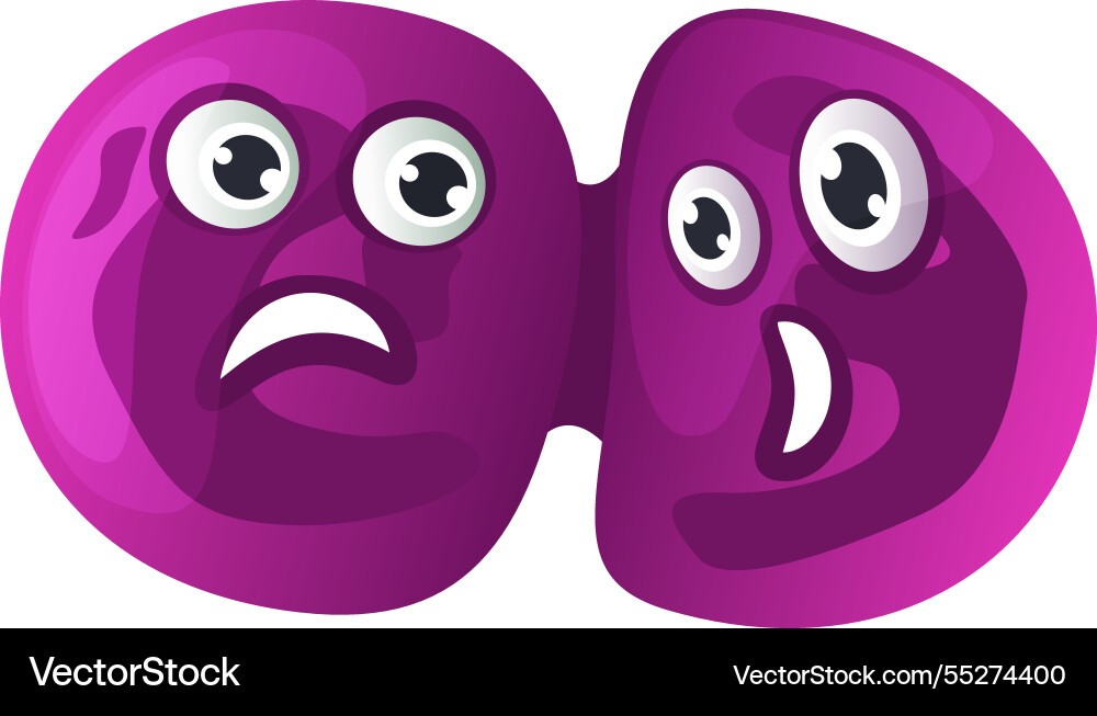 Funny purple cartoon character with two faces Vector Image