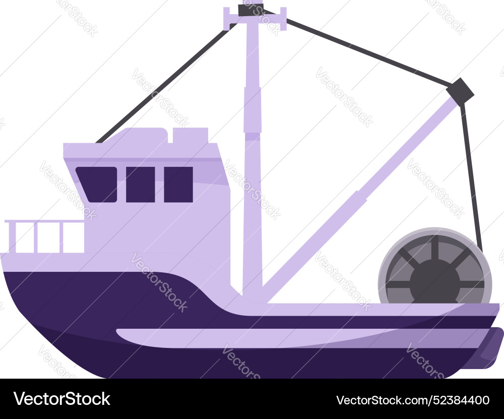 Industrial ship floating on water and catching Vector Image