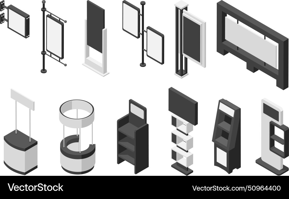 Isometric advertising stands promotional Vector Image