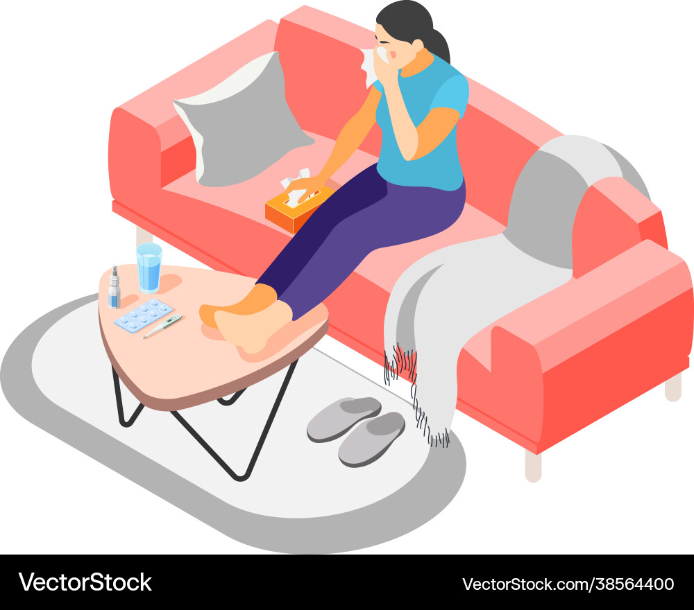 Isometric Sick Woman Icon Royalty Free Vector Image