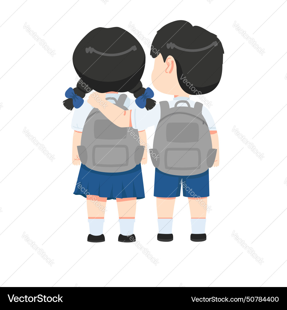 Kid best friends hugging back view Royalty Free Vector Image