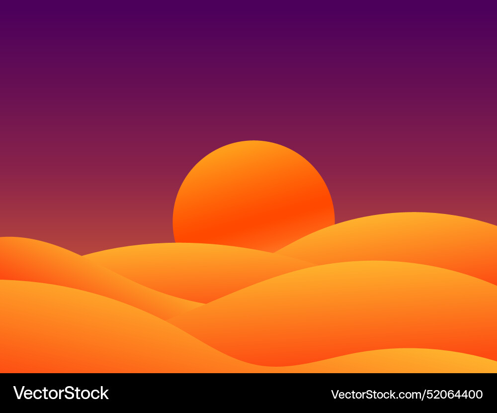 Landscape of sunset in the desert gradient Vector Image