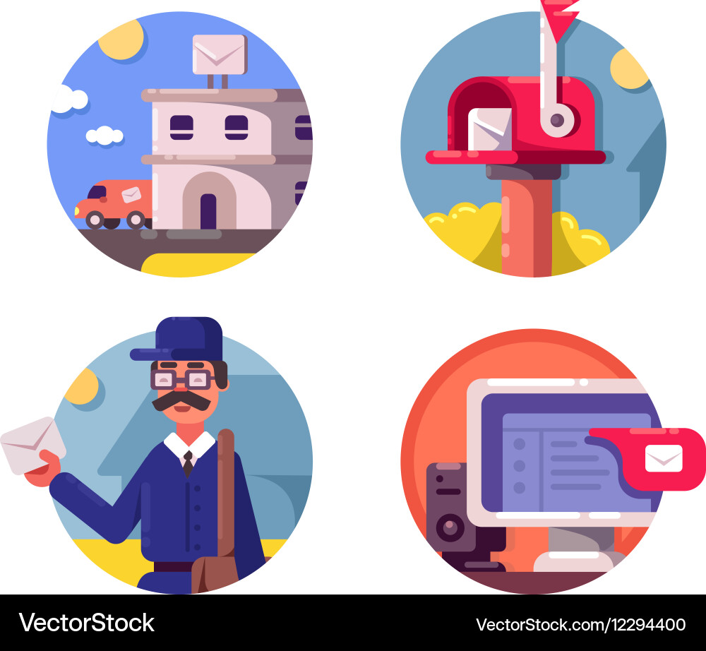Mail post service icons Royalty Free Vector Image