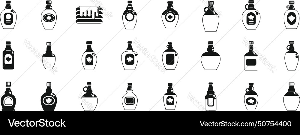Maple syrup icons set simple kitchen stack Vector Image