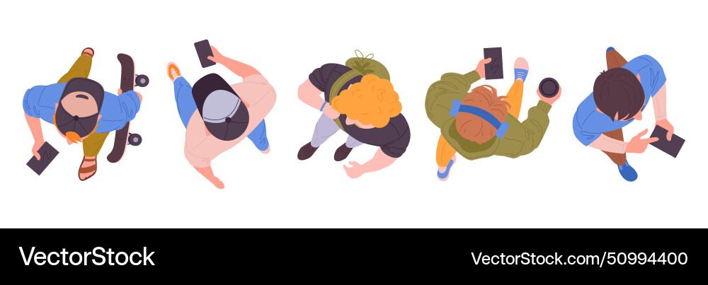 Men walking top view male characters Royalty Free Vector