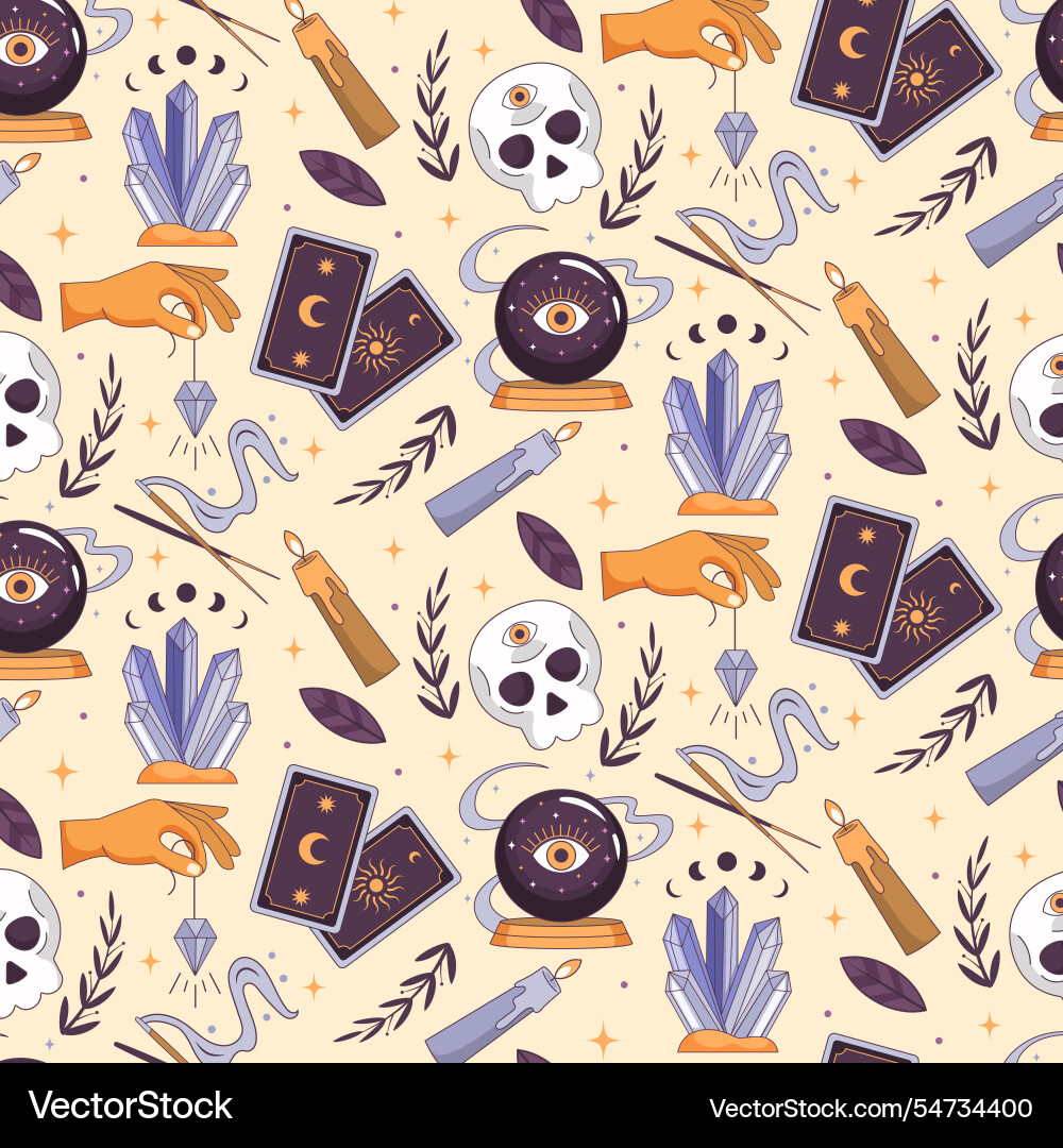 Mystical elements seamless pattern Royalty Free Vector Image