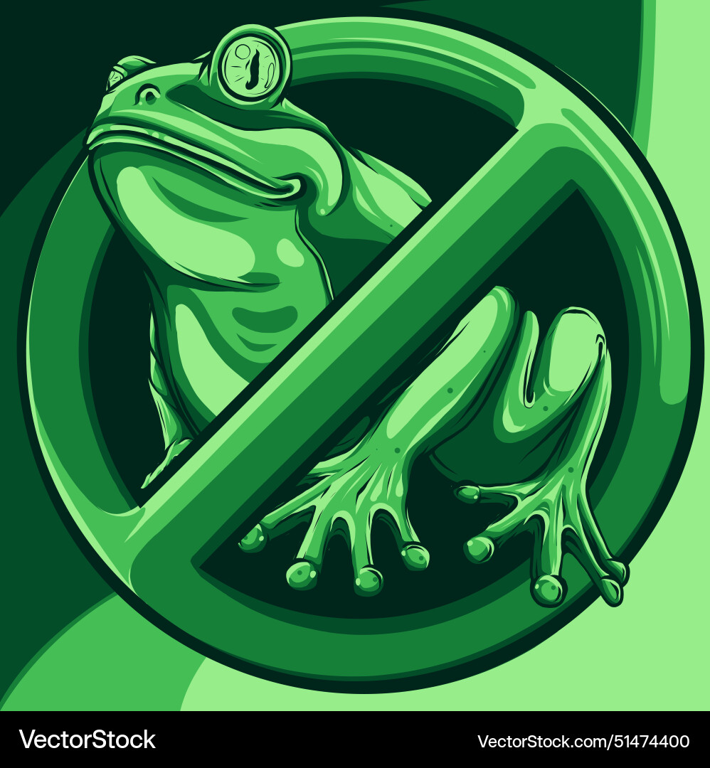Stop frog forbidden red road sign ban toad no Vector Image