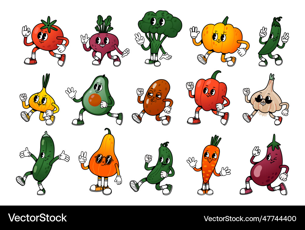 Vegetable character cartoon retro mascot Vector Image