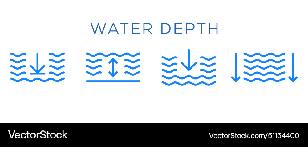 Water depth icon set and line Royalty Free Vector Image