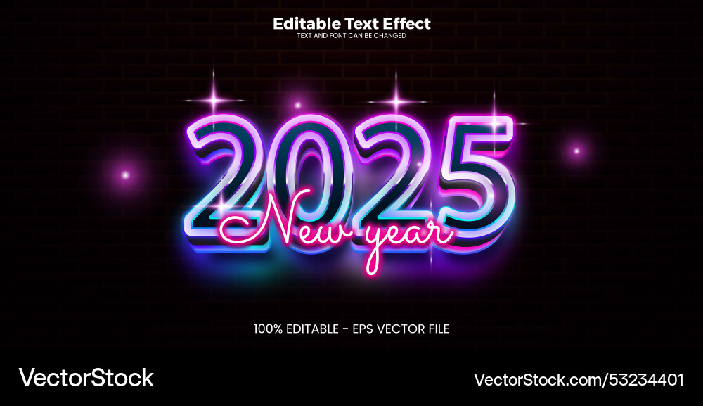 2025 new year editable text effect in modern Vector Image