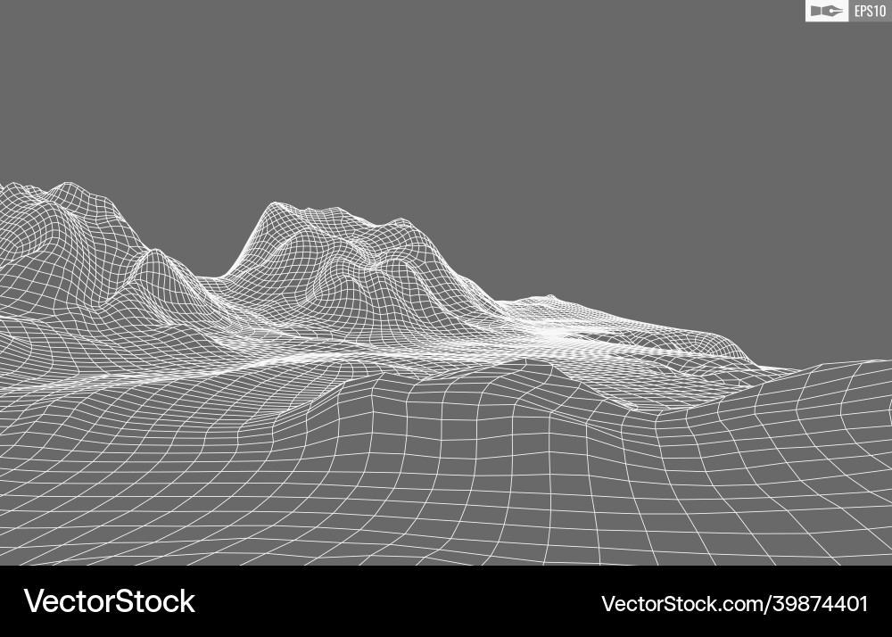 Abstract Wireframe Landscape Royalty Free Vector Image