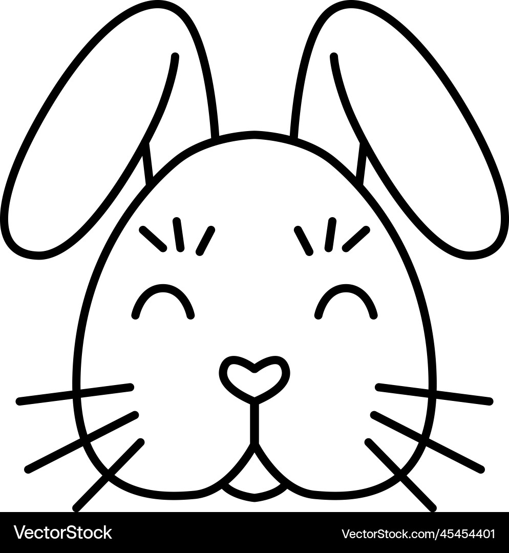 Bunny face cute rabbit head animal black line Vector Image