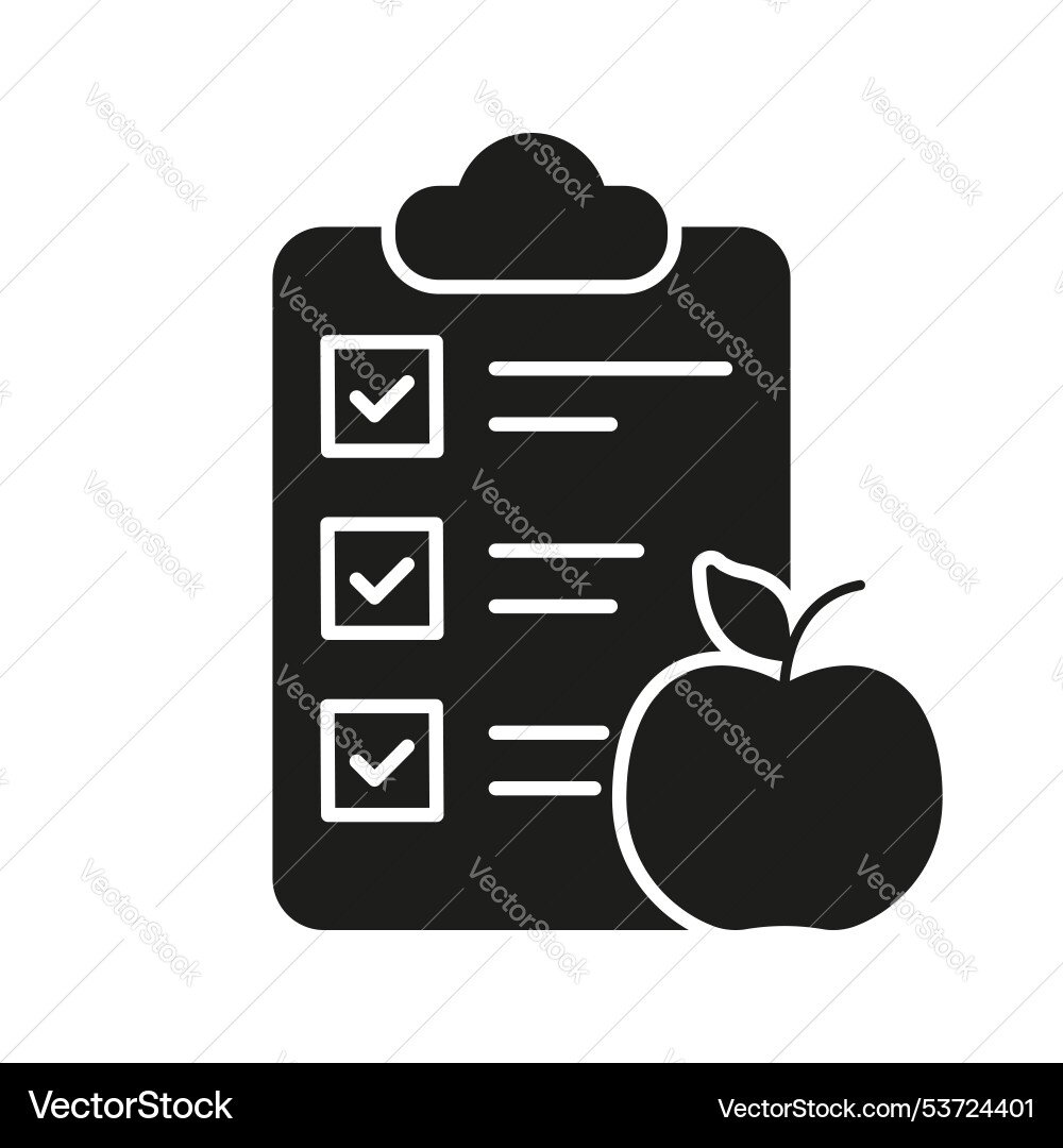 Checklist with apple silhouette icon diet Vector Image