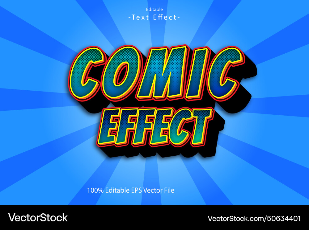 Comic editable text effect 3d style Royalty Free Vector