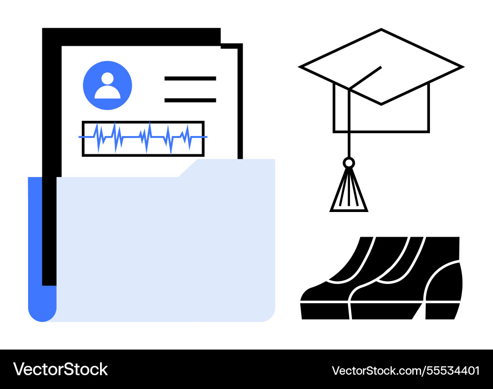 Document folder with a resume graduation cap Vector Image