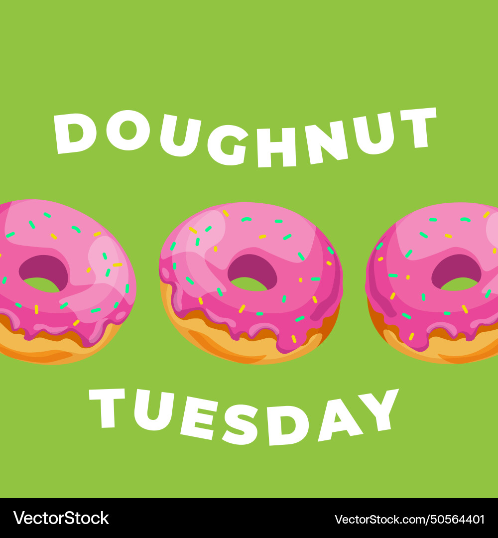 Doughnut tuesday promo banner with donuts Vector Image