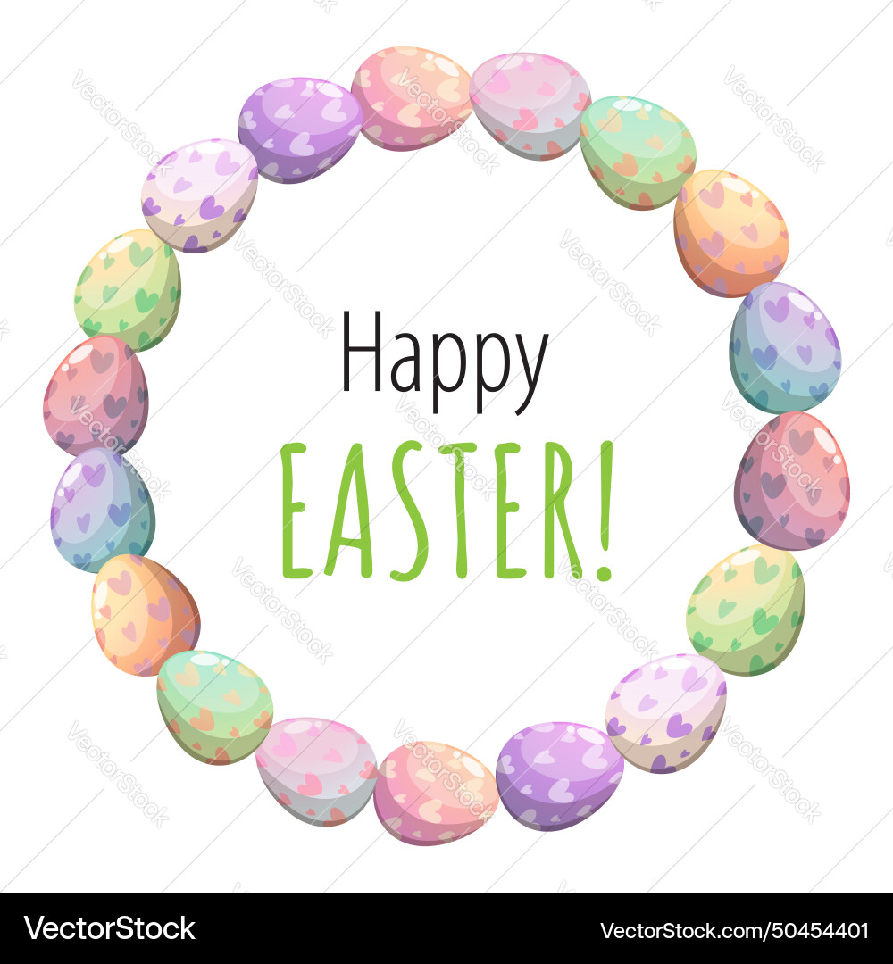 Easter wreath with eggs greeting card textbox Vector Image
