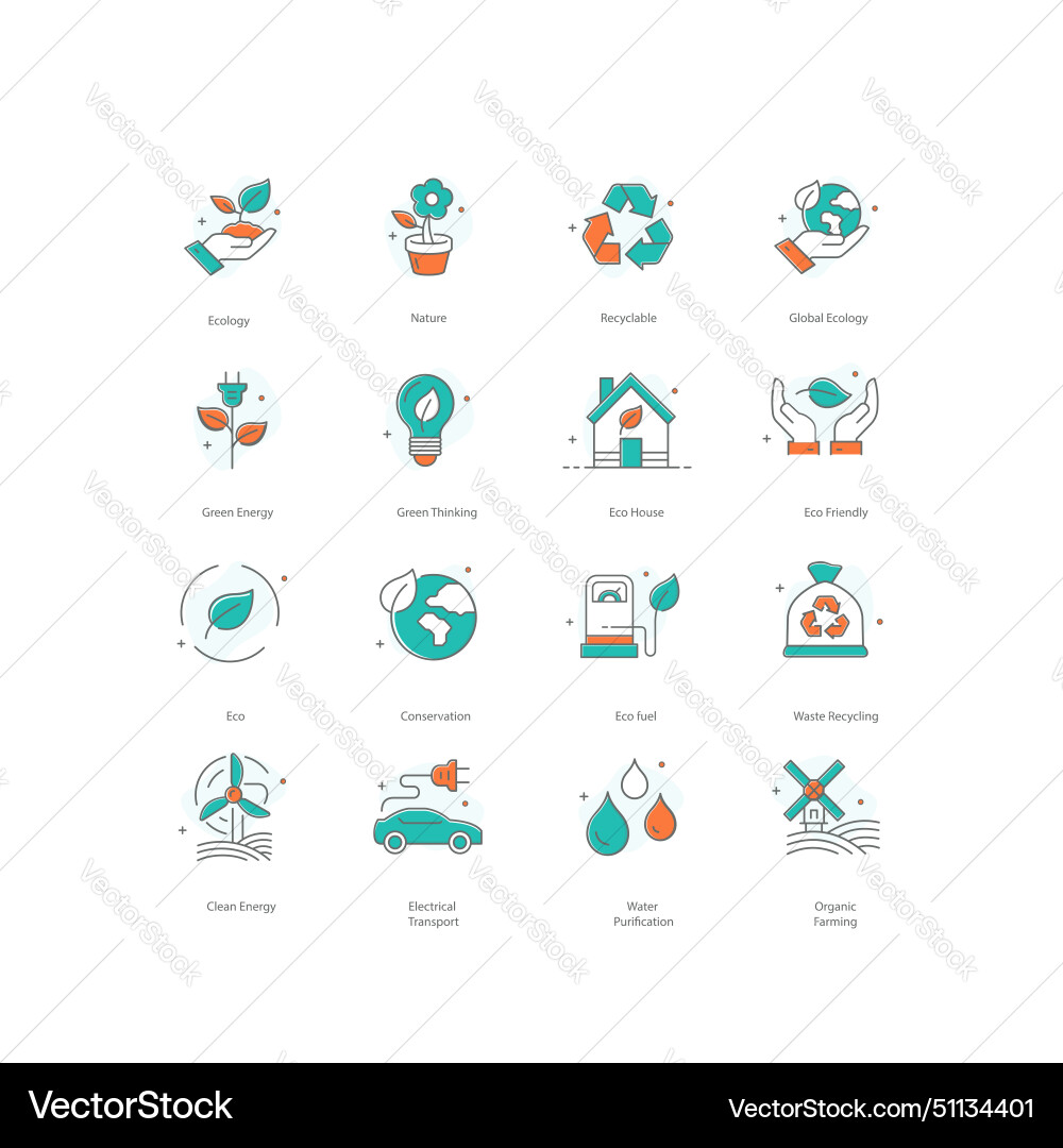 Ecology icons exploring the interconnected Vector Image