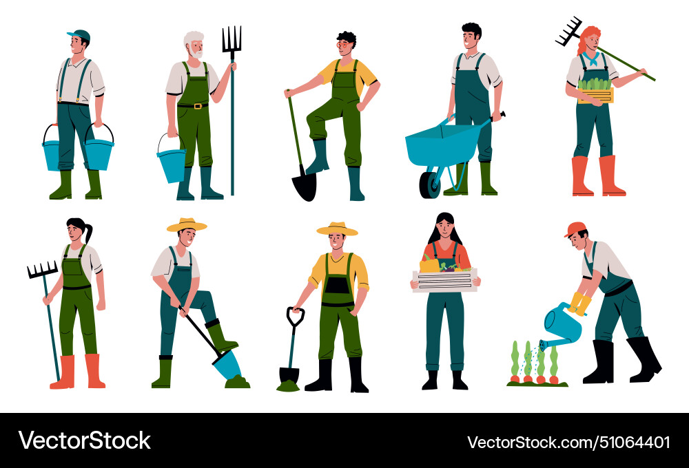 Farmer character agricultural workers Royalty Free Vector