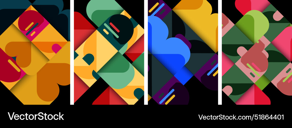 Geometric colorful poster backgrounds with squares