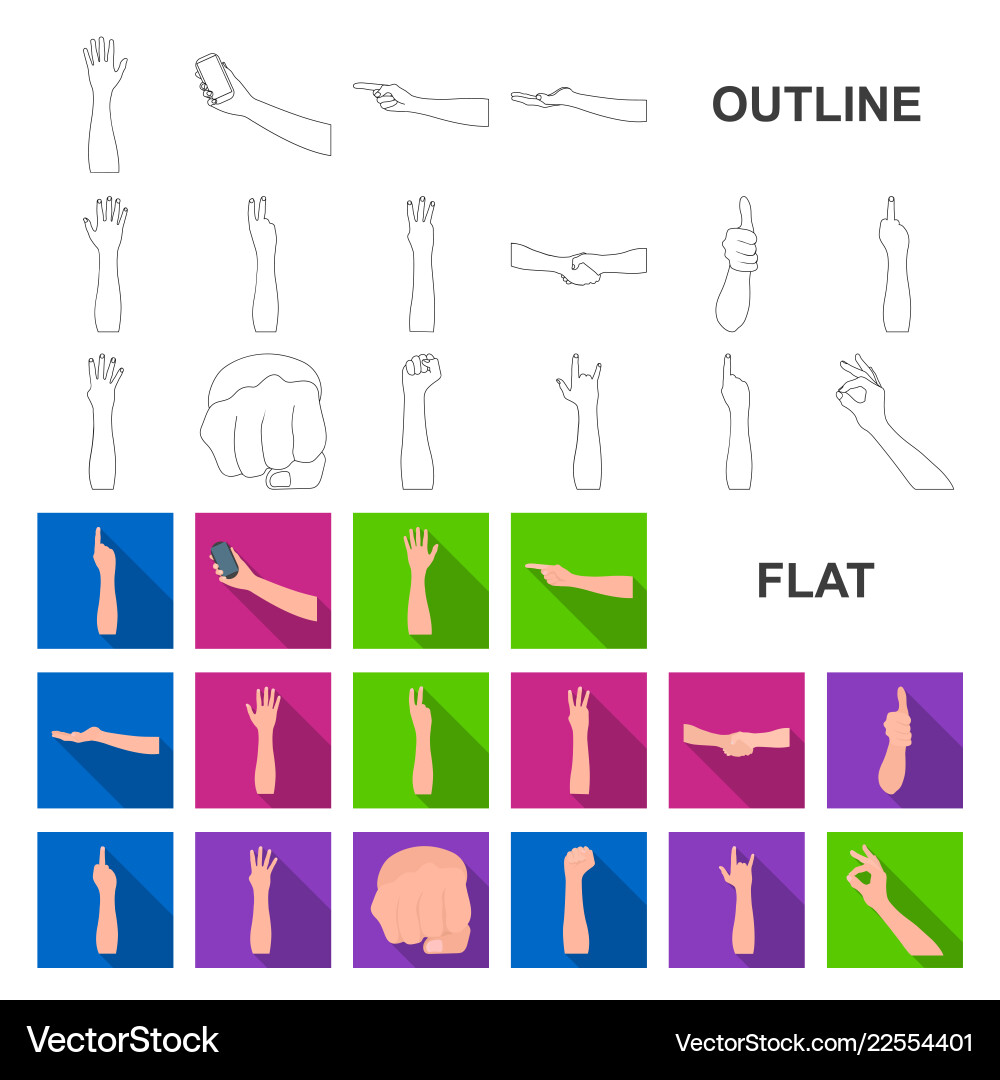 Gestures and their meaning flat icons in set Vector Image