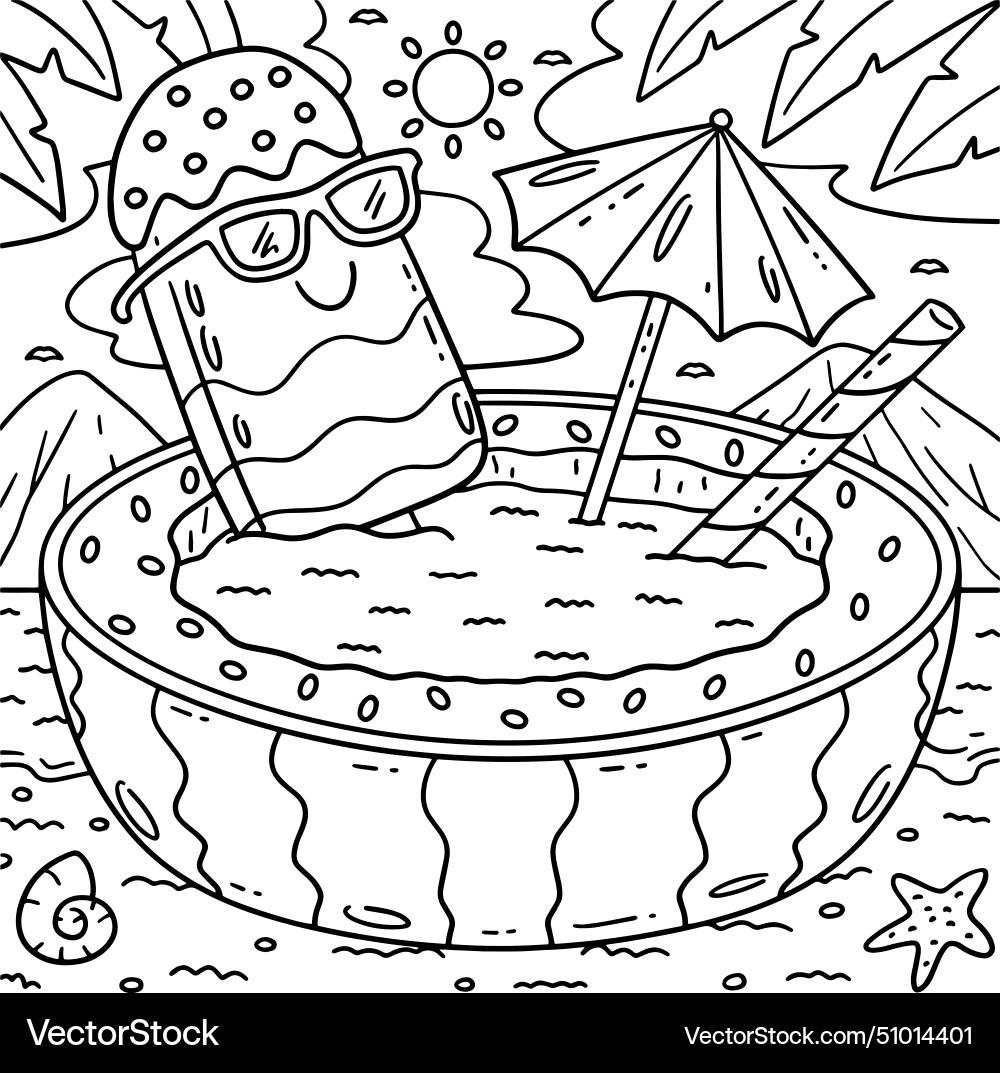 Ice cream popsicle on watermelon pool coloring Vector Image