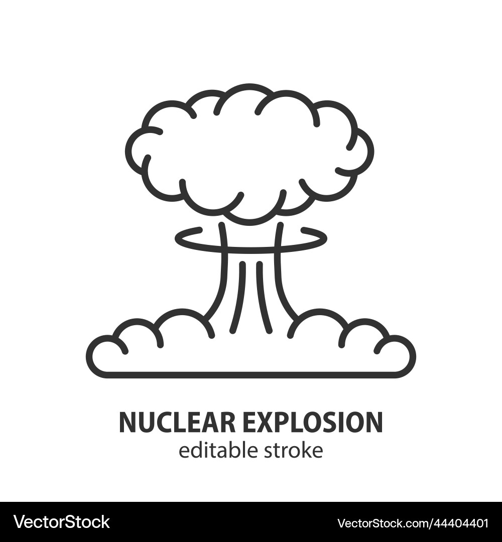 Nuclear explosion line icon atomic bomb sign Vector Image