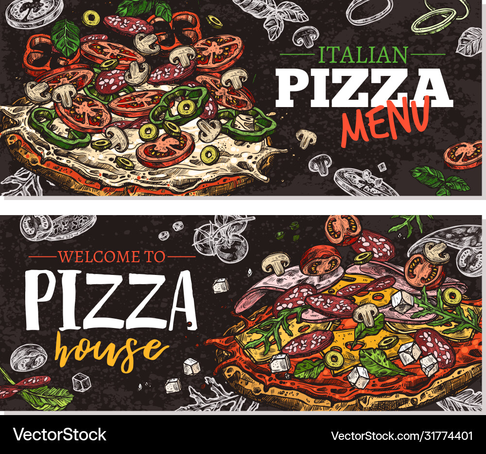 Pizza Pizzeria Menu Banner Royalty Free Vector Image