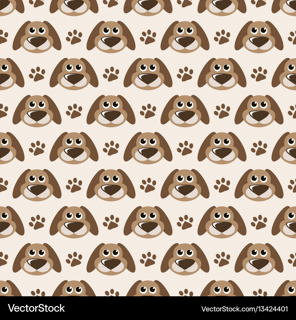 Seamless pattern with cute dogs and paw prints Vector Image