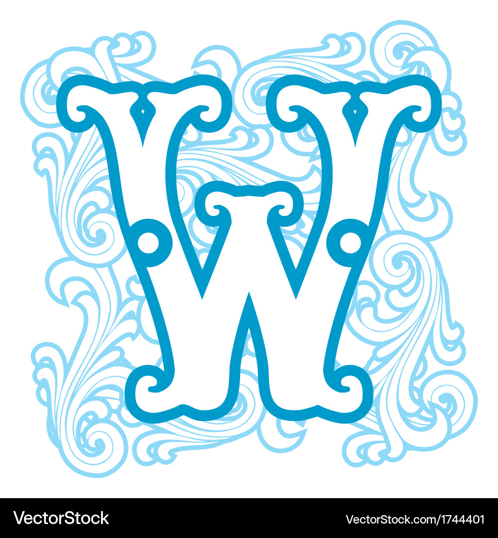 Winter vintage letter w Royalty Free Vector Image