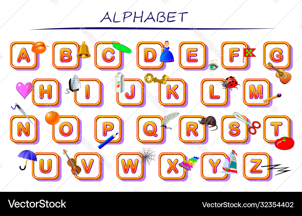 Alphabet Learning Set for Kids - ABC Preschool Vector Image