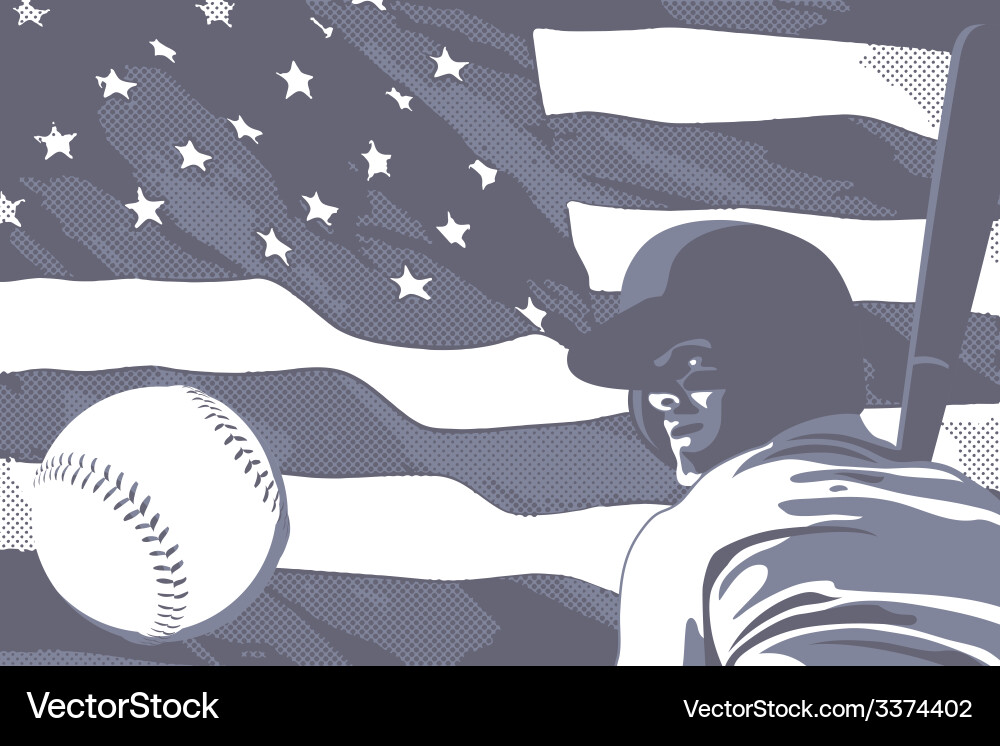 Baseball flag usa bw Royalty Free Vector Image
