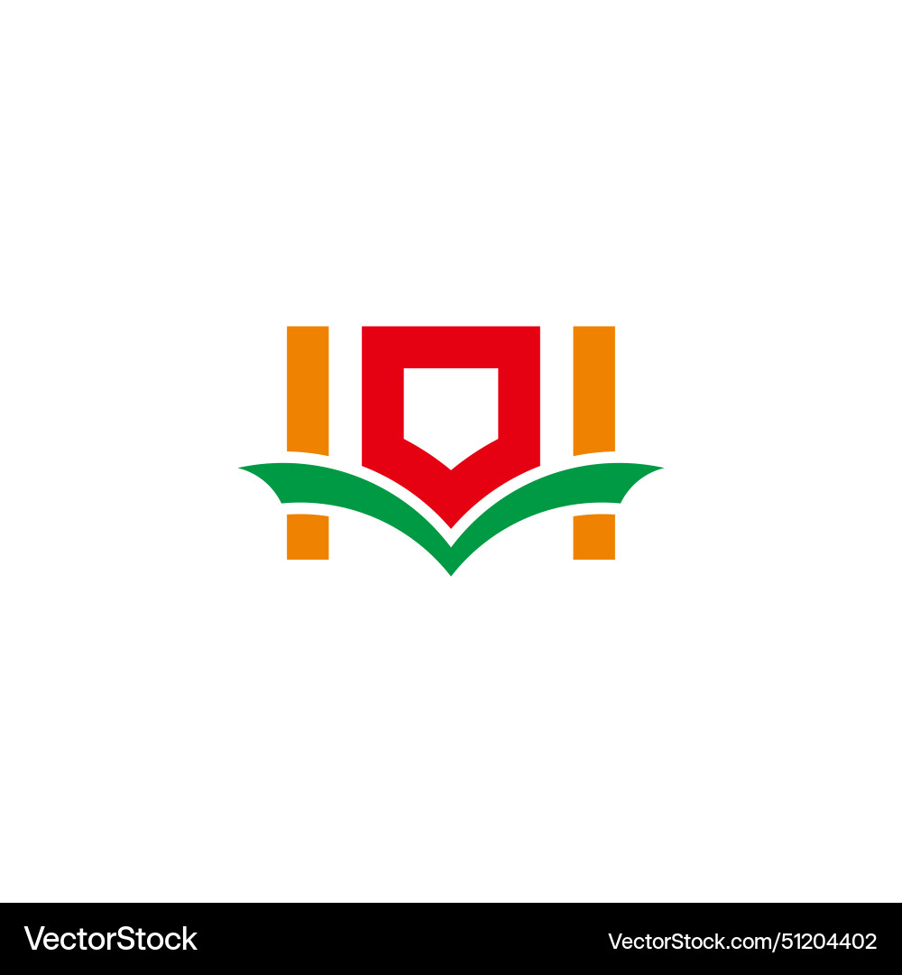 Book library flower rose abstract logo Royalty Free Vector