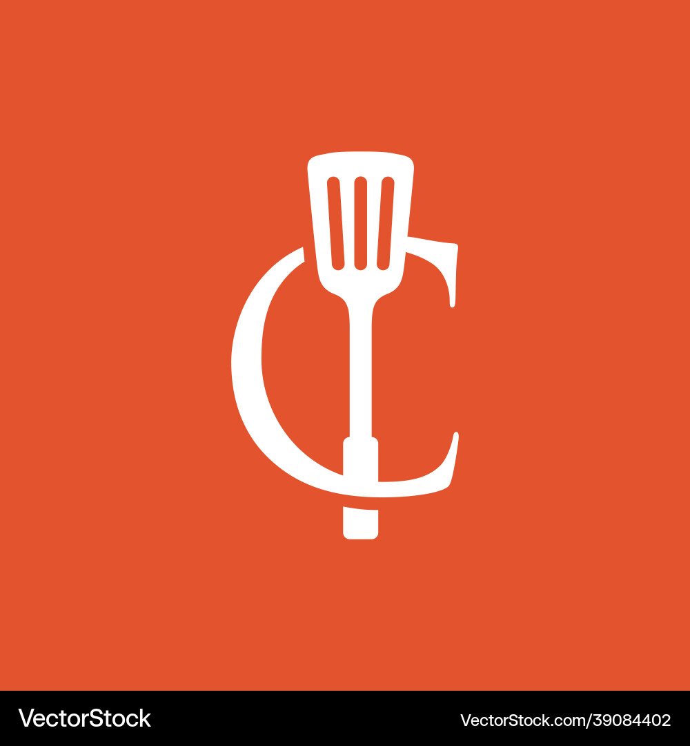 C letter spatula kitchen restaurant chef logo icon