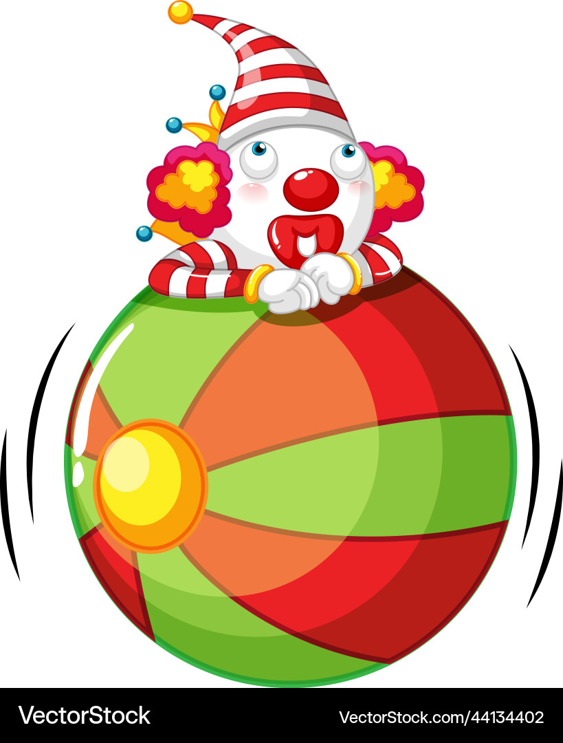 Clown on rolling ball cartoon Royalty Free Vector Image