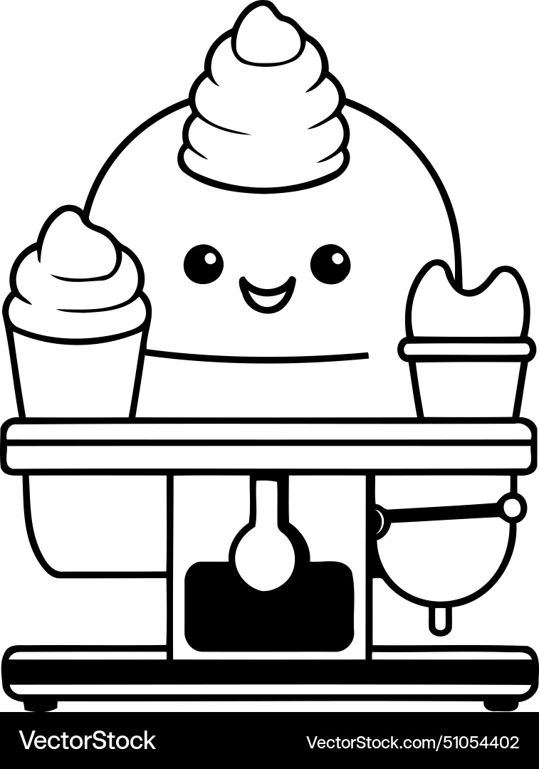 Cute ice cream machine character design Royalty Free Vector