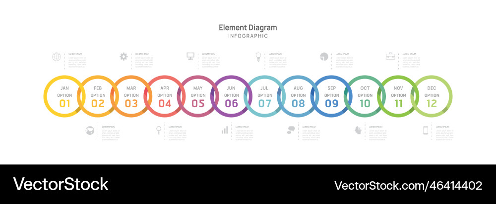 Infographic template for business 12 months Vector Image