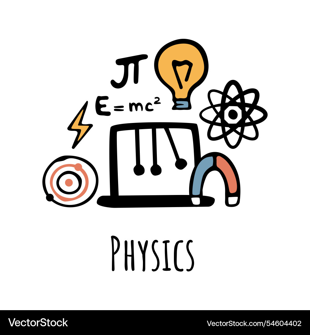 School subject doodle physics Royalty Free Vector Image