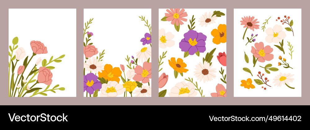 Spring flowers poster wildflowers floral Vector Image