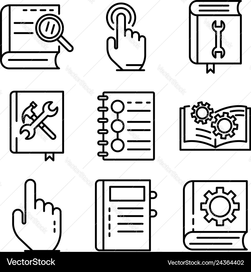 User guide icons set outline style Royalty Free Vector Image
