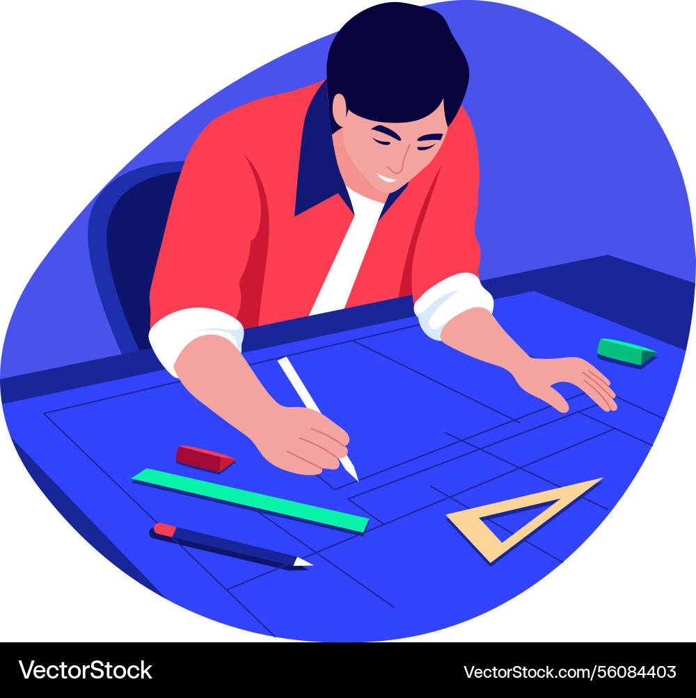 A character designing blueprint flat style illust Vector Image