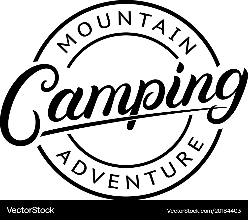Camping hand written lettering logo Royalty Free Vector