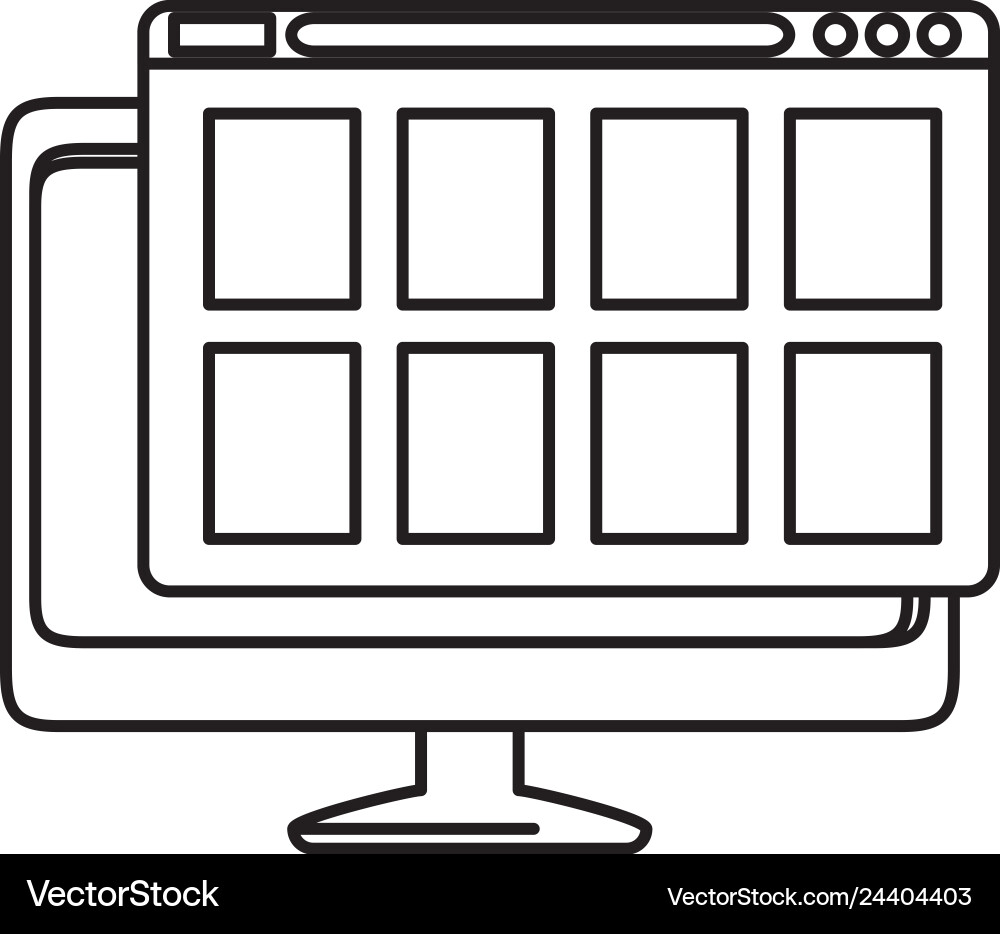 Computer monitor with webpage template Royalty Free Vector