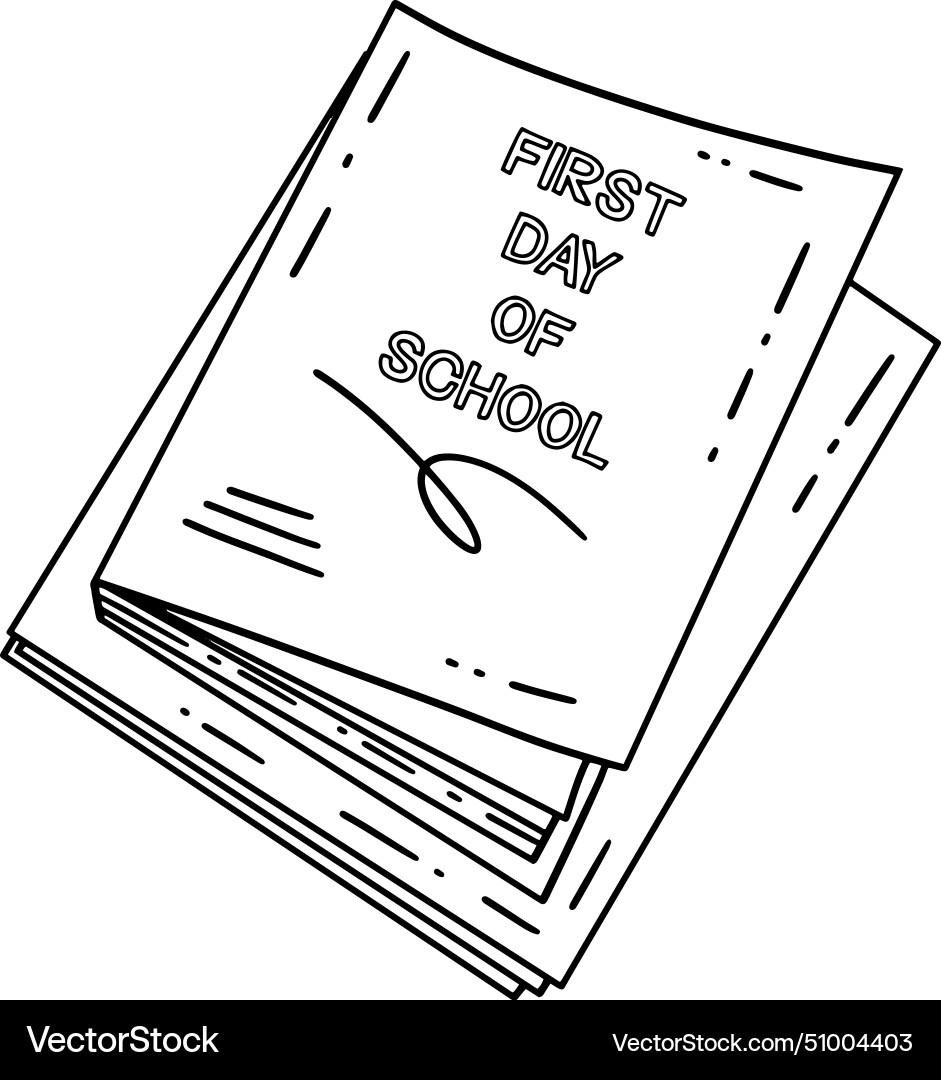 First day of school book isolated coloring page Vector Image