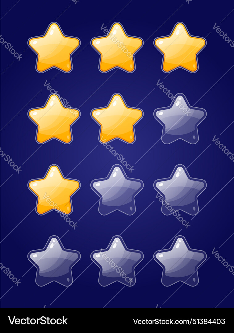 Gold glass stars for game score Royalty Free Vector Image